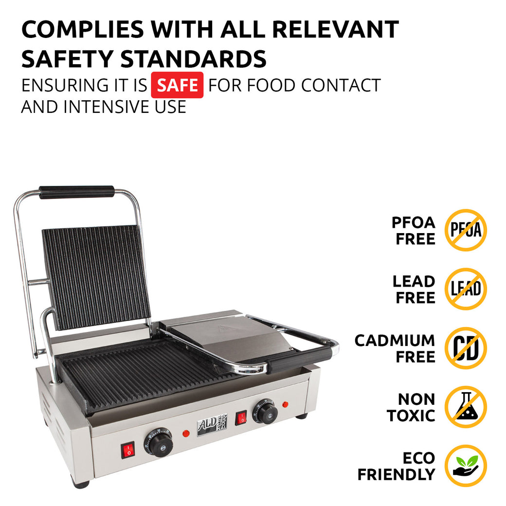 ALDKitchen Double Panini Press | Sandwich Maker | Cast-Iron Ribbed ...