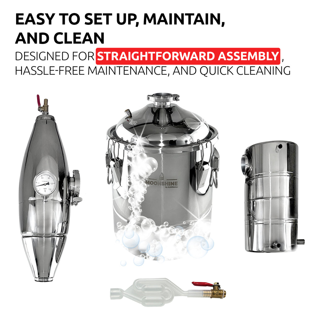 Moonshine Alcohol Still | Distiller with Ceramic Balls | Premium DIY W