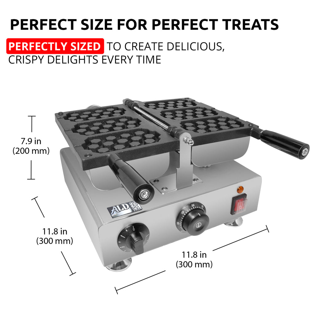 ALDKitchen Honeycomb Waffle Maker | 3 Waffles on a Stick | Stainless Steel