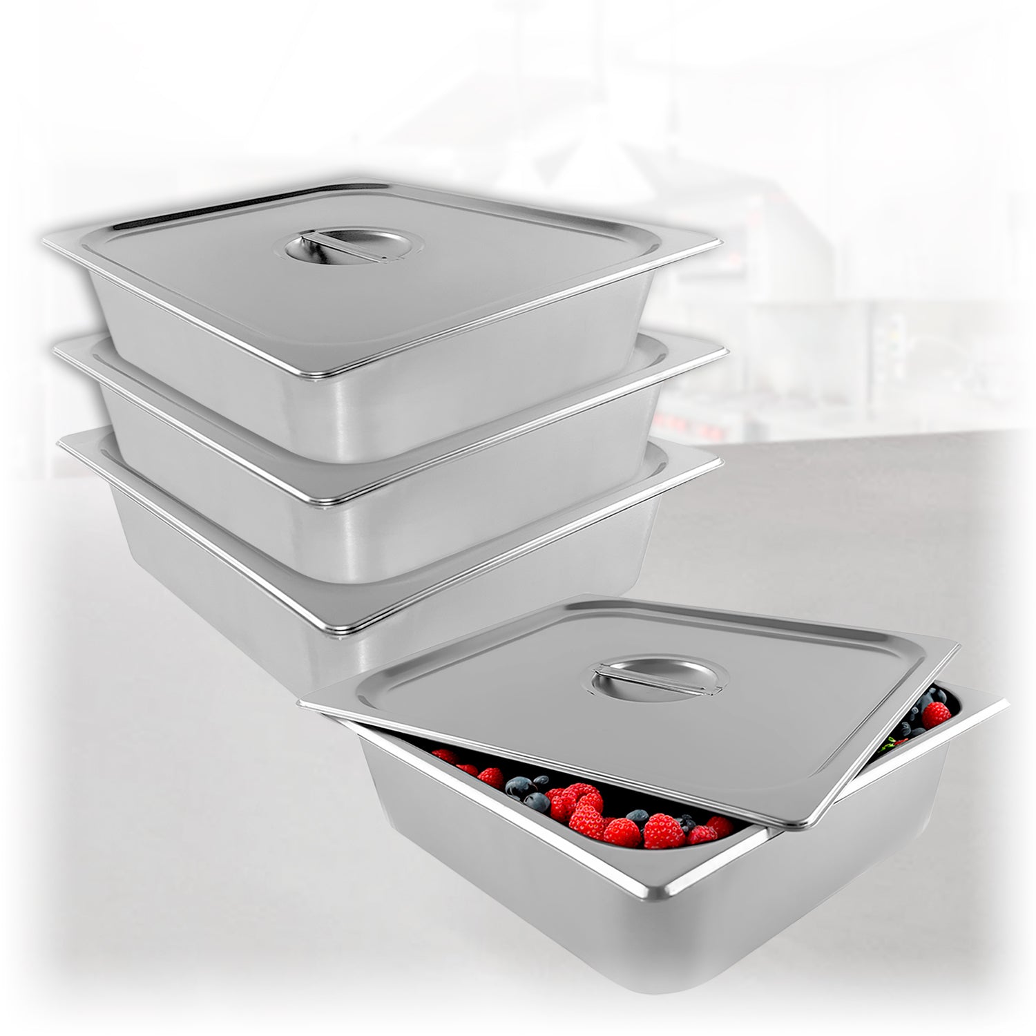 ALDKitchen Heavy-Duty Stainless Steel Steam Table Tanks with Lids - Co