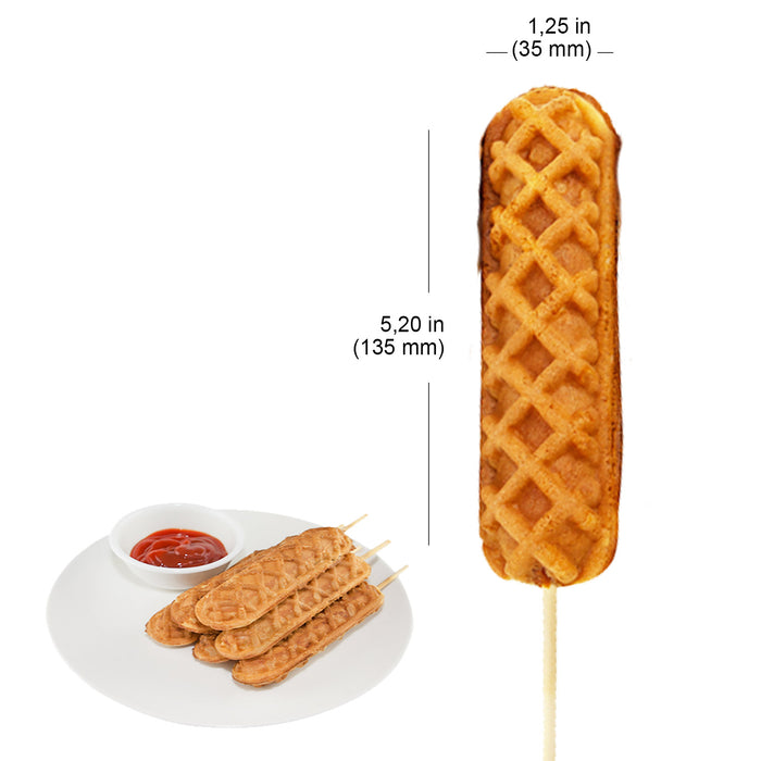 ALDKitchen Commercial CornDog Waffle Iron | 6 Waffle Hotdogs on Sticks