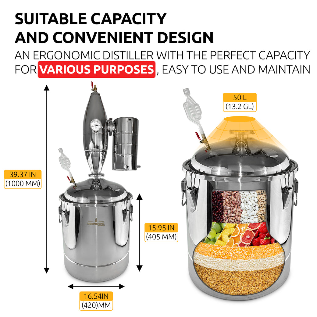 Moonshine Alcohol Still | Distiller with Ceramic Balls | Premium DIY W