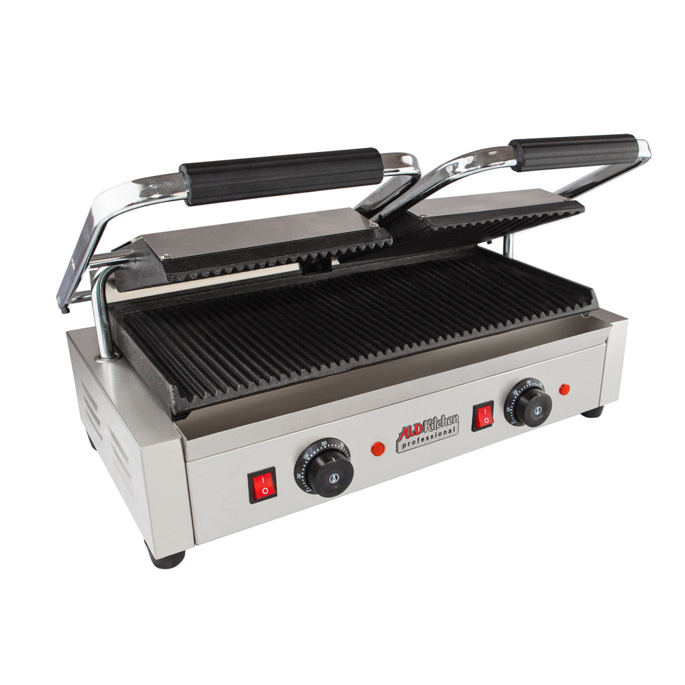 ALDKitchen Double Panini Press | Sandwich Maker | Cast-Iron Ribbed ...