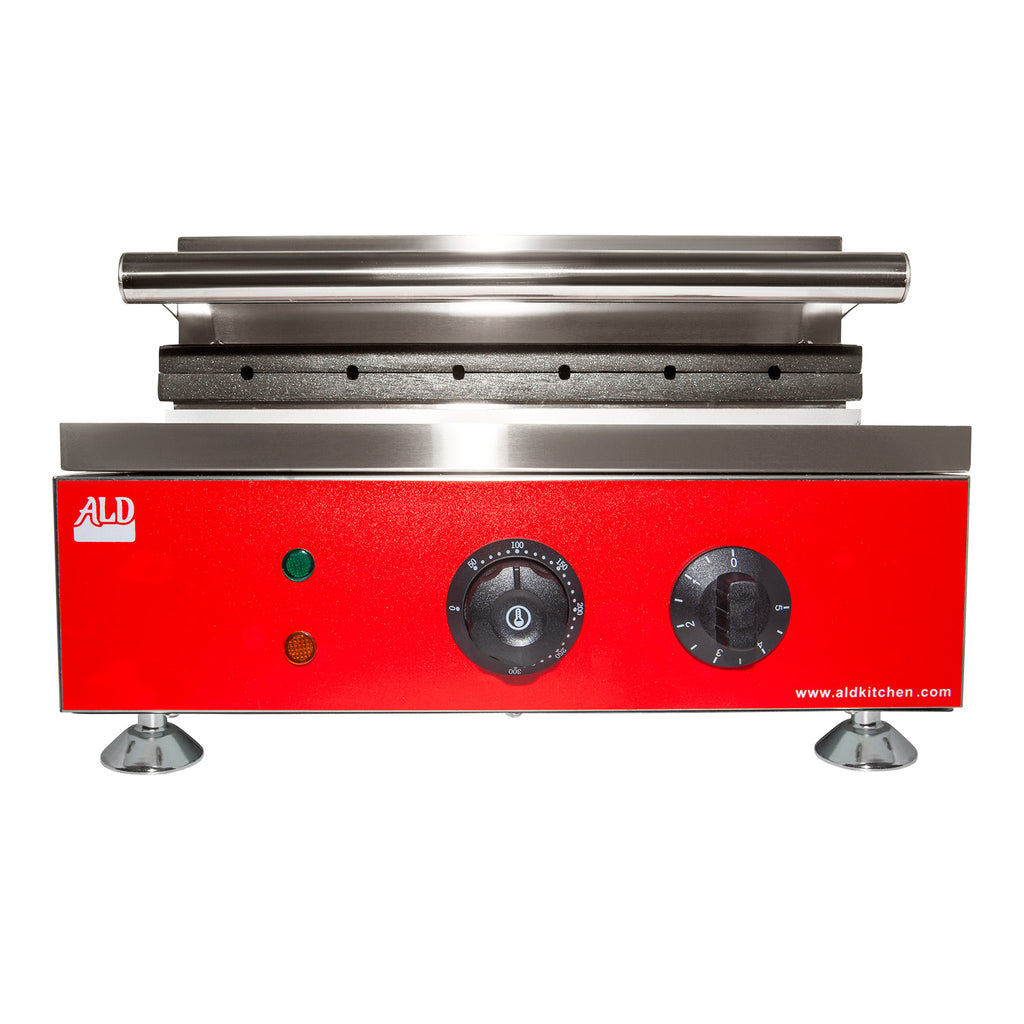 ALDKitchen Red Hot Dog Waffle Maker | 6 Corn Dogs | Commercial Waffle Iron